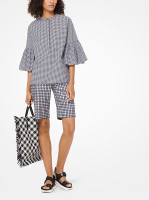 Gingham Poplin Flare-Cuff Top | Michael Kors [US] | Michael Kors [US]