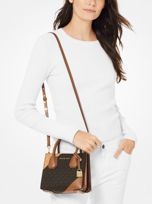 Mercer Two-Tone Logo and Leather Accordion Crossbody Bag | Michael Kors