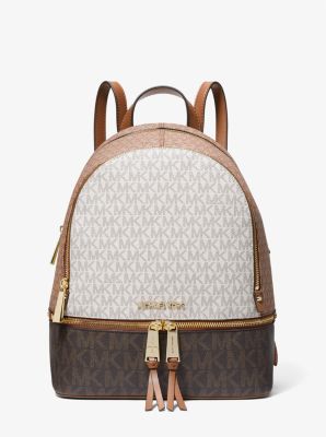 Rhea Medium Color Block Logo Backpack