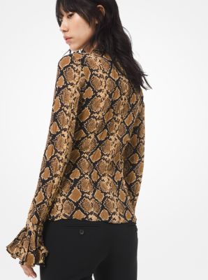Python Crushed Silk-Georgette Blouse | Michael Kors