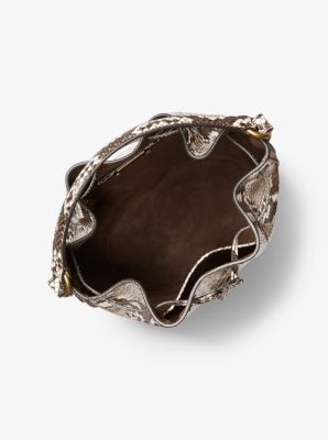 Monogramme Medium Python Embossed Leather Bucket Bag | Michael Kors