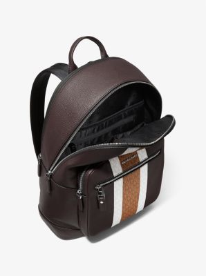 Hudson Pebbled Leather and Logo Stripe Backpack | Michael Kors Canada