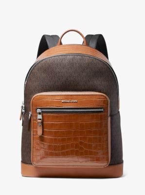 Hudson Crocodile Embossed Leather and Logo Backpack | Michael Kors Canada