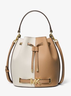 Reed Medium Two-Tone Pebbled Leather Bucket Bag | Michael Kors Canada