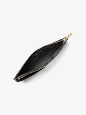 Michael Kors Jet Set Travel Large Pebbled Leather Pouch Black Chic Practical