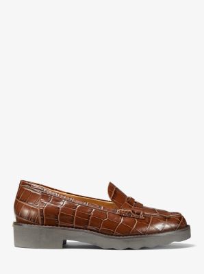 Alberta Crocodile-Embossed Leather Kiltie Loafer | Michael Kors