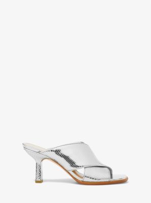 Gideon Metallic Snake Embossed Leather Mule | Michael Kors