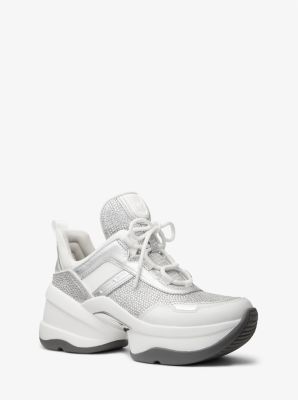 Olympia Embellished Mixed-Media Trainer | Michael Kors