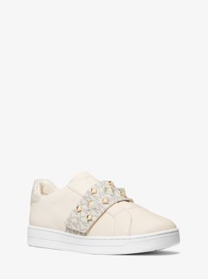 Kenna Leather and Studded Logo Sneaker | Michael Kors Canada