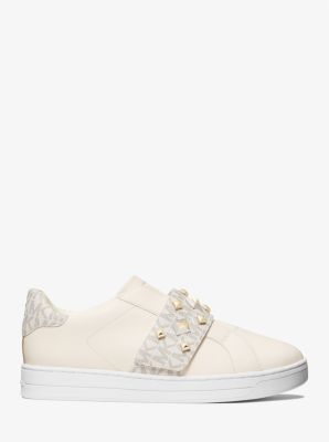 Kenna Leather and Studded Logo Sneaker | Michael Kors Canada