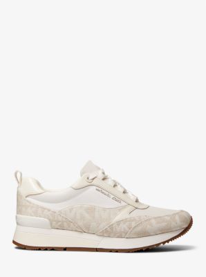 Allie Stride Logo Jacquard and Leather Trainer | Michael Kors