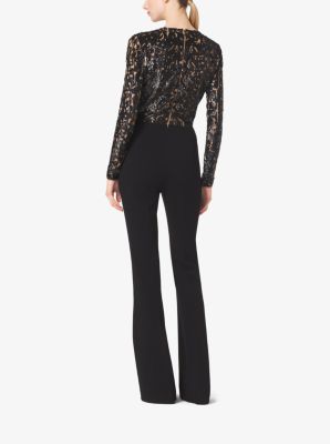 Embroidered Stretch Wool-Crepe Jumpsuit | Michael Kors Canada