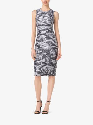 Striped Crushed-Satin Sheath Dress | Michael Kors Canada