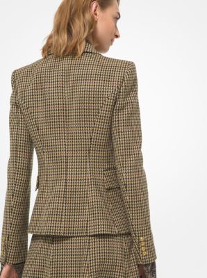 Embellished Guncheck Wool Cutaway Riding Jacket | Michael Kors Canada