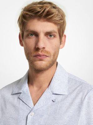 Printed Stretch Cotton Short-Sleeve Shirt | Michael Kors Canada