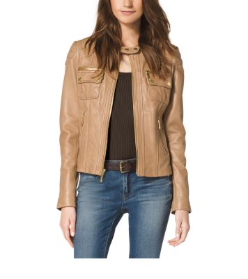 Zip-Front Leather Jacket | Michael Kors Canada