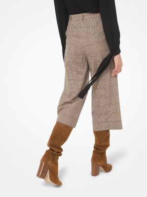 Tattersall Pleated Stretch Wool Culottes | Michael Kors