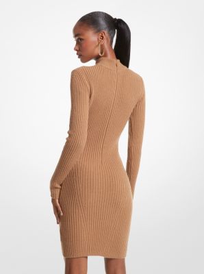 Ribbed Merino Wool Blend Dress Michael Kors Canada