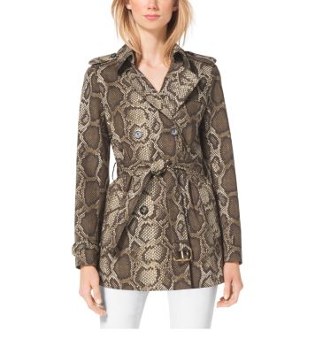 Python-Print Trench Coat | Michael Kors Canada