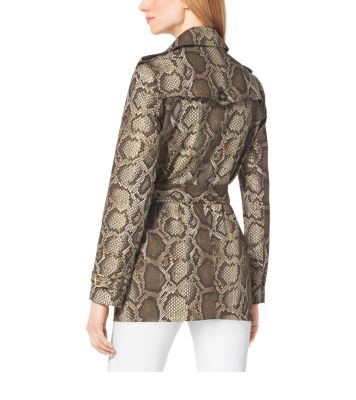 Python-Print Trench Coat | Michael Kors Canada