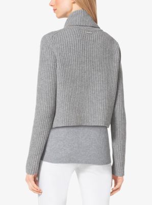 Draped Shaker-Stitch Wool and Cashmere Cardigan | Michael Kors Canada