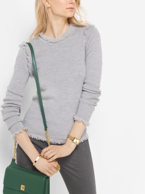 Fringed Merino Wool Sweater Michael Kors Canada