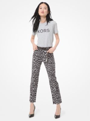 Leopard Stretch-Cotton Cropped Jeans | Michael Kors Canada [CA]