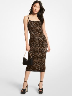 Leopard Jacquard Midi Dress | Michael Kors Canada