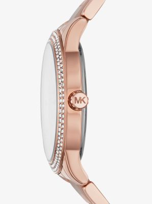Oversized Tibby Pavé Rose Gold-Tone and Acetate Watch | Michael Kors
