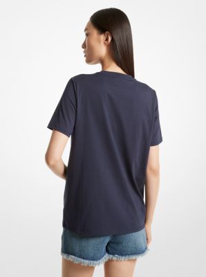 Grommeted Empire Logo Organic Cotton T Shirt Michael Kors Canada