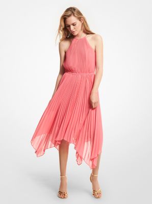Michael kors georgette pleated halter dress store