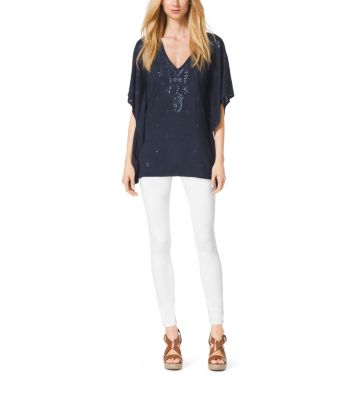 Embroidered Linen-Blend Tunic | Michael Kors
