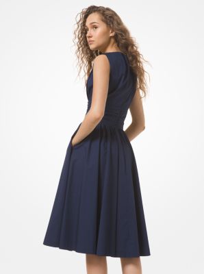 Stretch Cotton Poplin Midi Dress Michael Kors