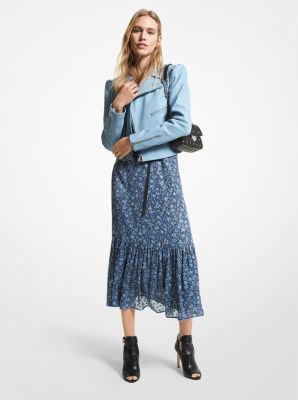 Michael kors blue leather jacket store