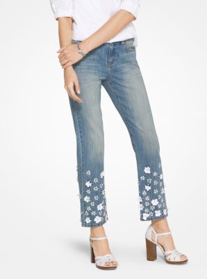 Floral Sequined Jeans | Michael Kors Canada