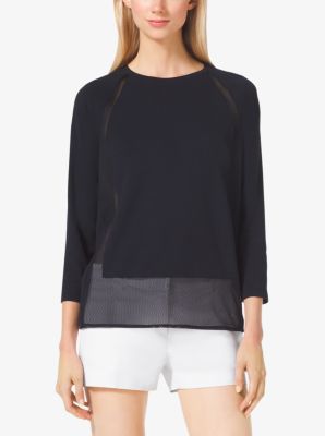 Sheer-Panel Jersey Top, Plus Size | Michael Kors